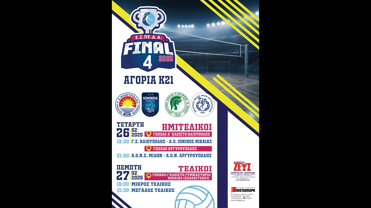 LIVE| Final Four ΕΣΠΕΔΑ Αγόρια Κ21 Μεγάλος Τελικός - YouTube