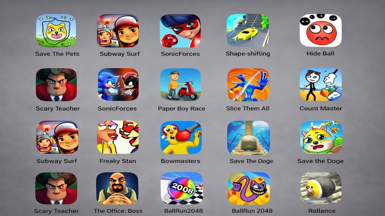 Save the Doge,Subway Surf,Count Master,Annoying Uncle, Slice Them All ...
