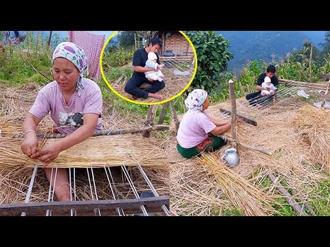 Manjita's mother making mat from rice straw II Traditional rice straw ...
