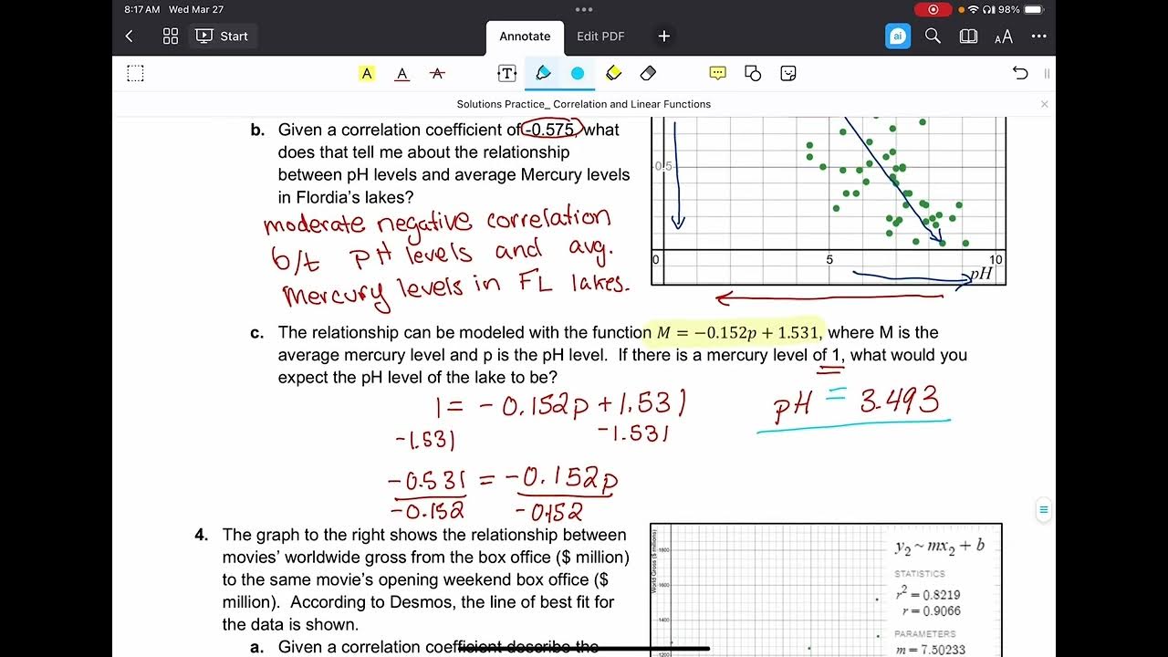 142 Correlation and Linear Functions #3-4 - YouTube