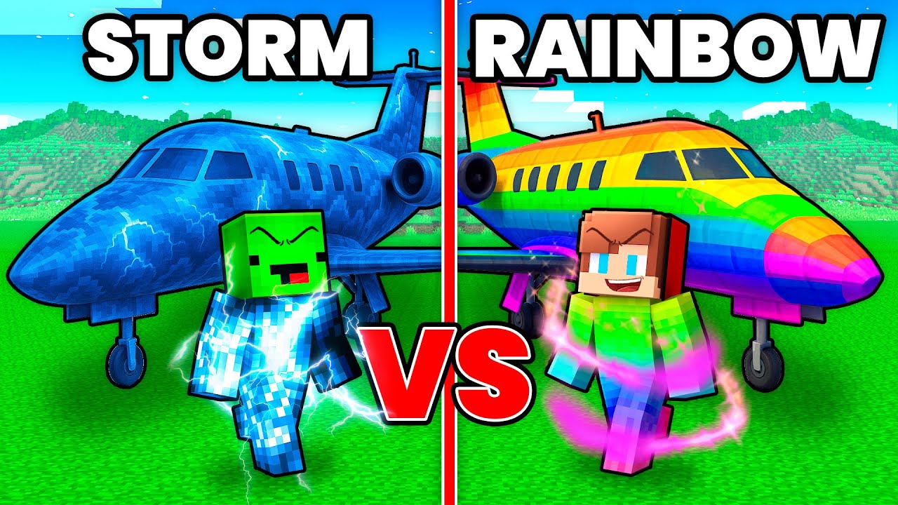 Mikey STORM vs JJ RAINBOW Airplane Battle in Minecraft ! - Maizen - YouTube