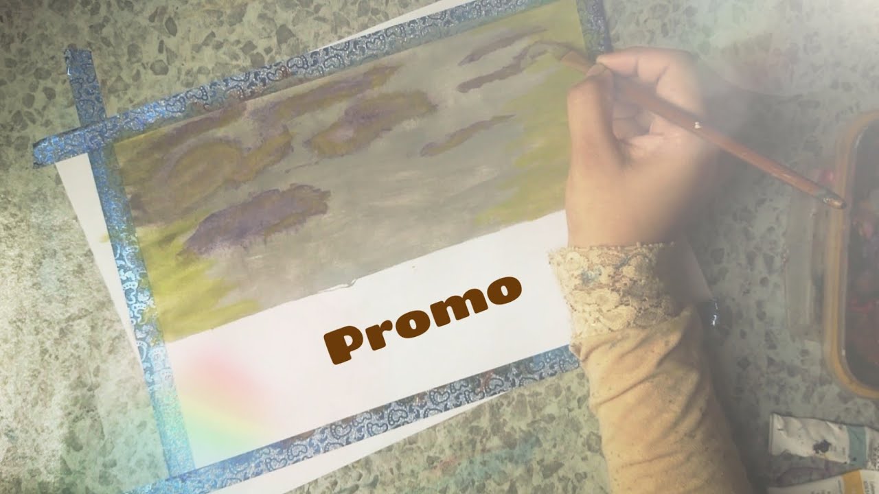 Promo !! how to paint clouds with a sponge? Sunrise landscape painting ...