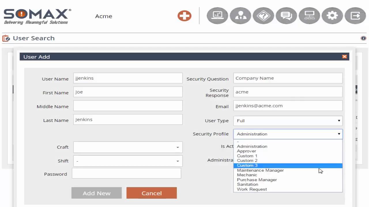 Add New User - SOMAX CMMS Tutorials - YouTube