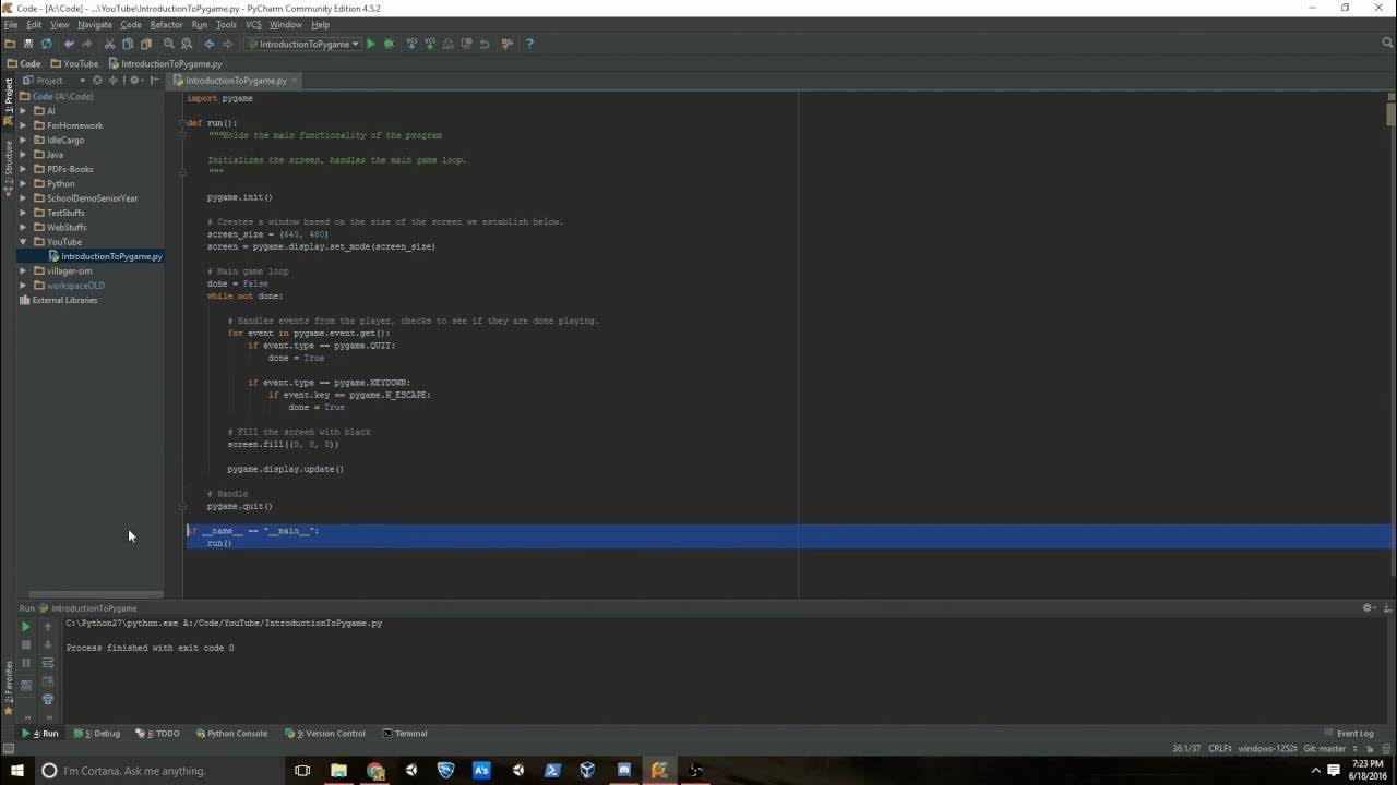 Random PyGame Tutorials with Nick - Ep. 1 - YouTube