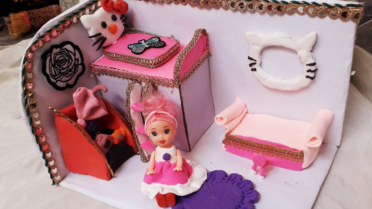 how to make cutest hello kitty miniature house from polymer clay and ...