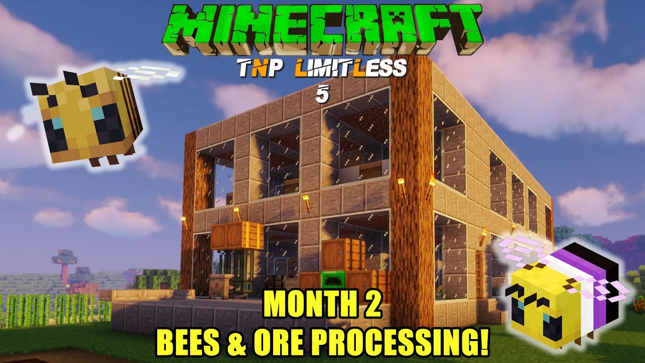 [02] 🐝Bees & Ore Processing!🐝| Minecraft Modded TNP Limitless 5 Let's ...