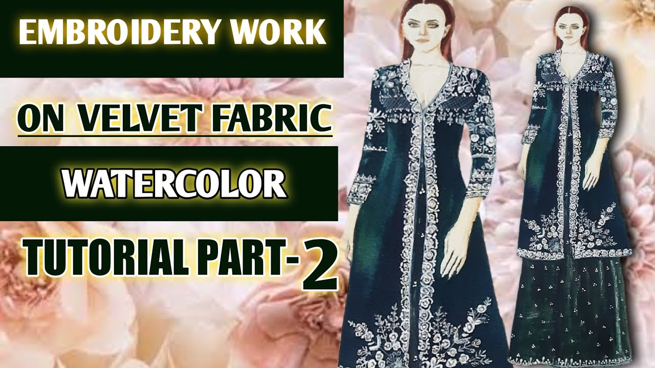 How to draw Embroidery pattern on Fabric| PART-2 | How to draw velvet ...