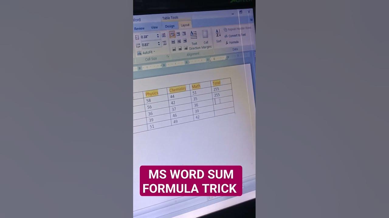 Ms Word Sum Trick Msword Computer Winword Laptop Microsoftword Excelsolutions Excel