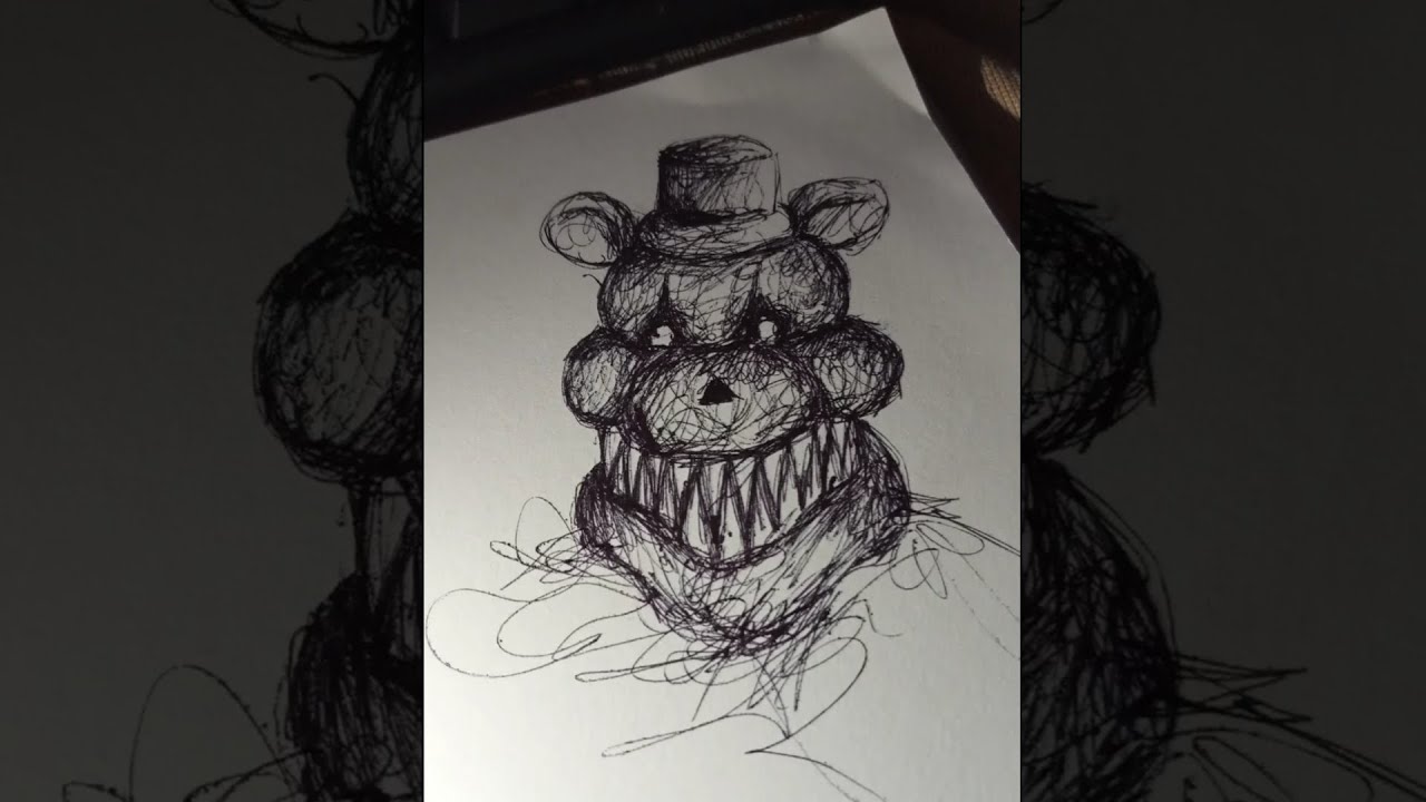 Scribble art Nightmare Fredbear - YouTube