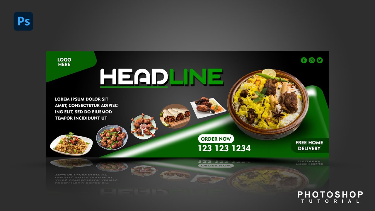 Fast Food Banner Design Template | Photoshop Tutorial for Beginners ...