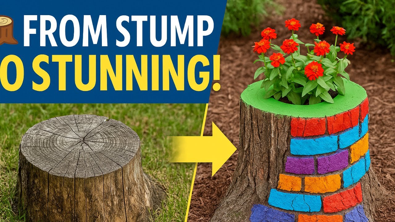 Transform Tree Stumps into Stunning Garden Art | Easy DIY Landscaping ...