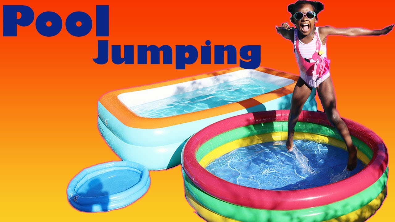 Pool Jumping Fun for Kids in Garden - YouTube