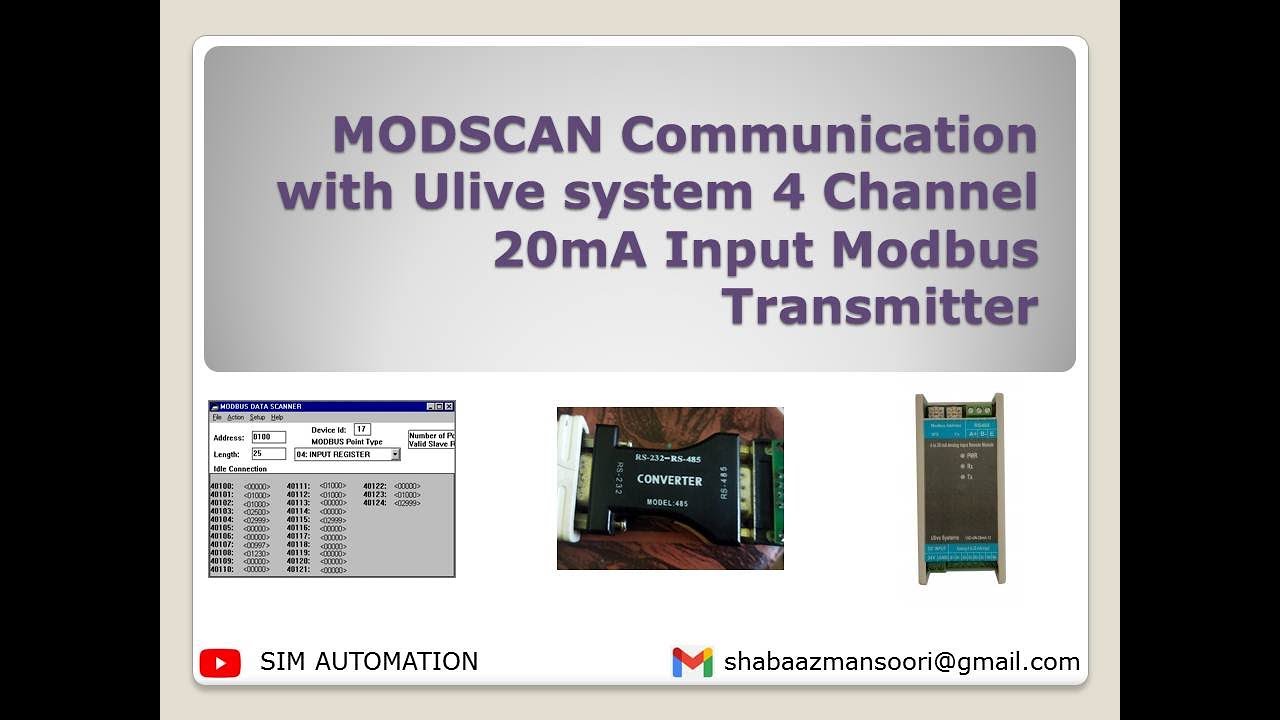 |MODSCAN| |Communication| with |ULIVE| |system |4-20mA| 4 Channel 20mA ...