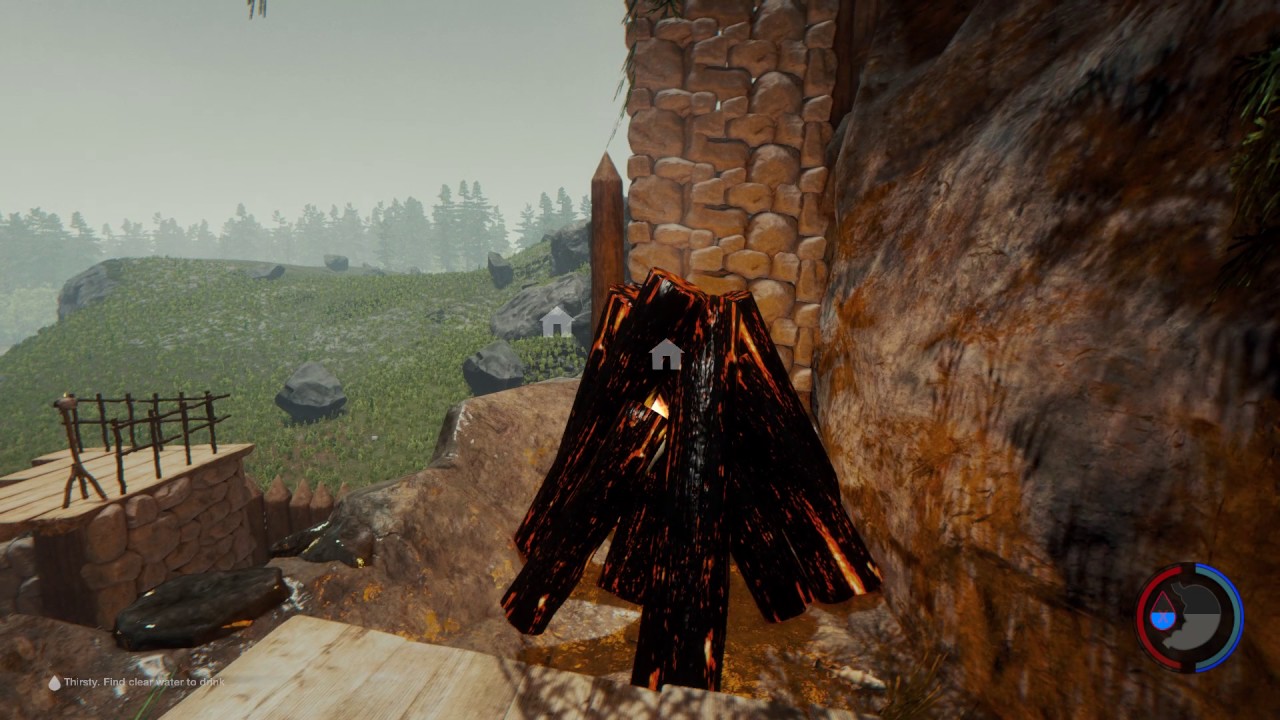 Cliffside base tour 1, featuring private pond and waterfall (The Forest ...