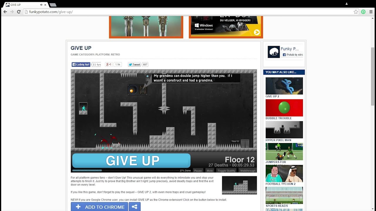 Give up, rage game - YouTube