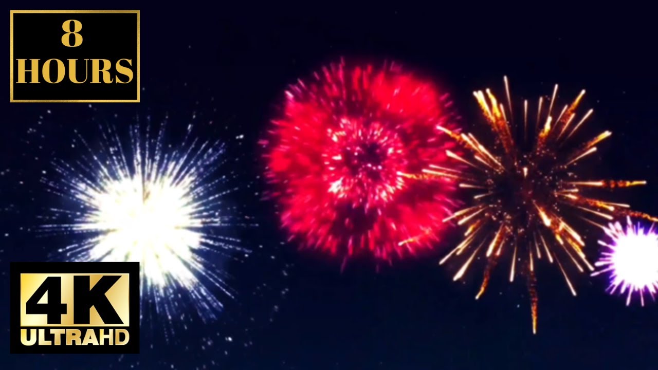 Fireworks 8 HOURS With Fireworks Sound Happy New Year 2024 Celebration ...