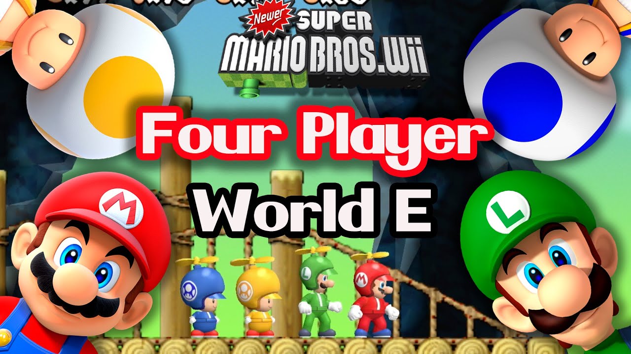 Newer Super Mario Bros. Wii – 100% Multiplayer (4 Players) World E ...