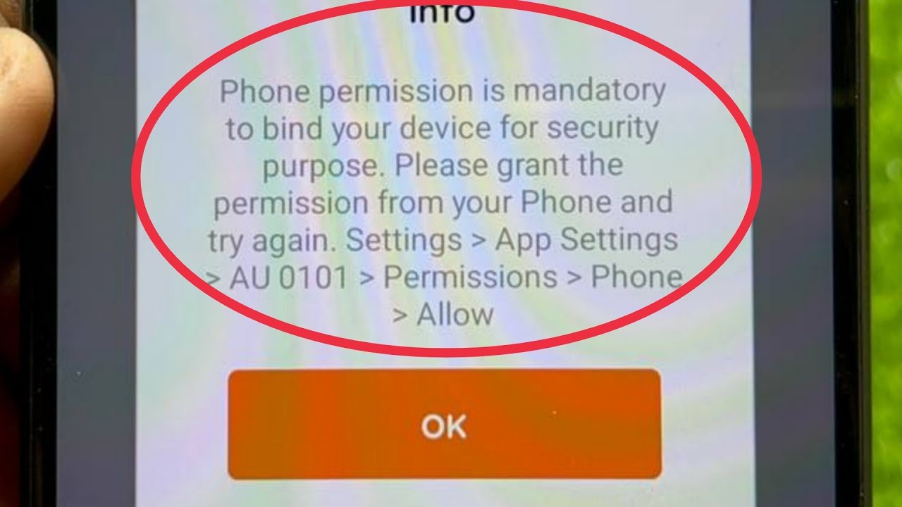 AU 0101 | Phone permission is mandatory to bind your device for ...