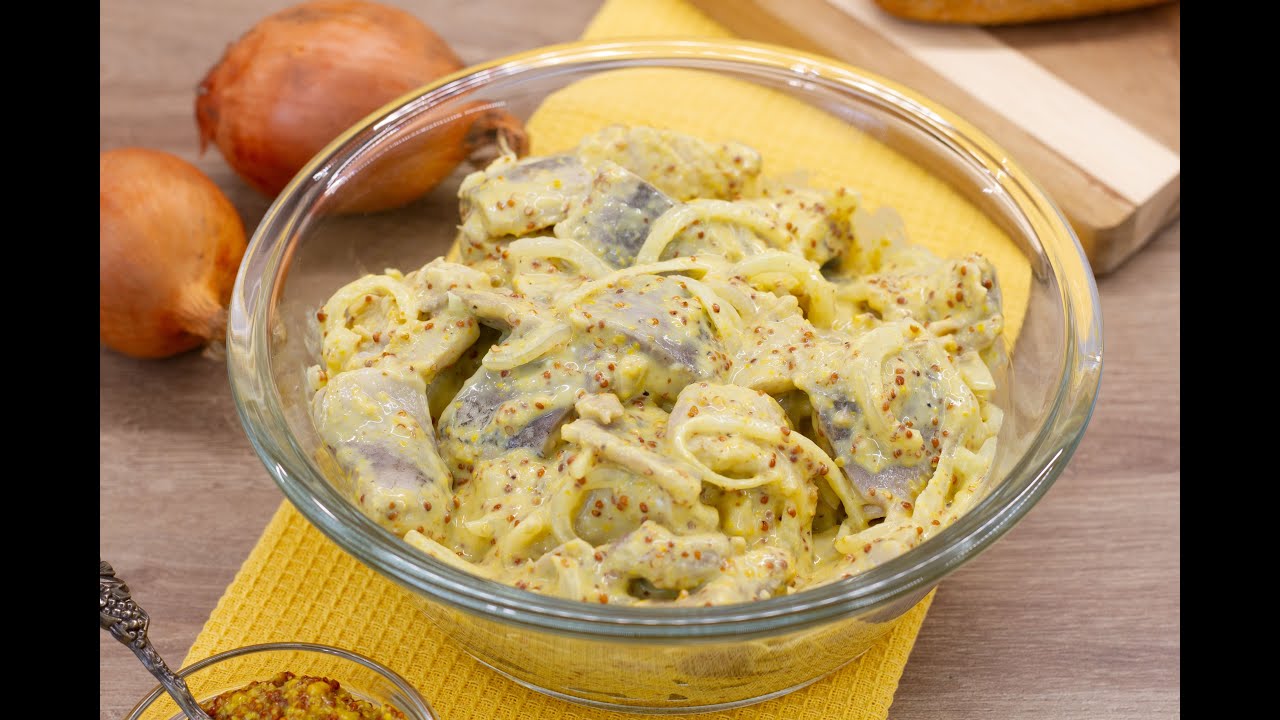 Herring in mustard sauce with onion. Simple cold snack. #herring #fish ...
