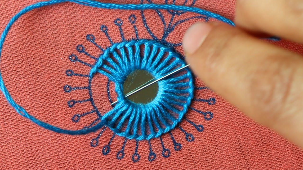 Hand Embroidery | Mirror Work with French Knot Stitch - YouTube