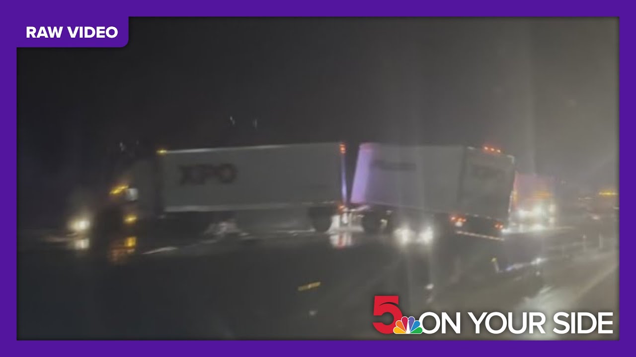 Raw video: Overturned semi trucks on I-44 after tornadoes, heavy winds ...