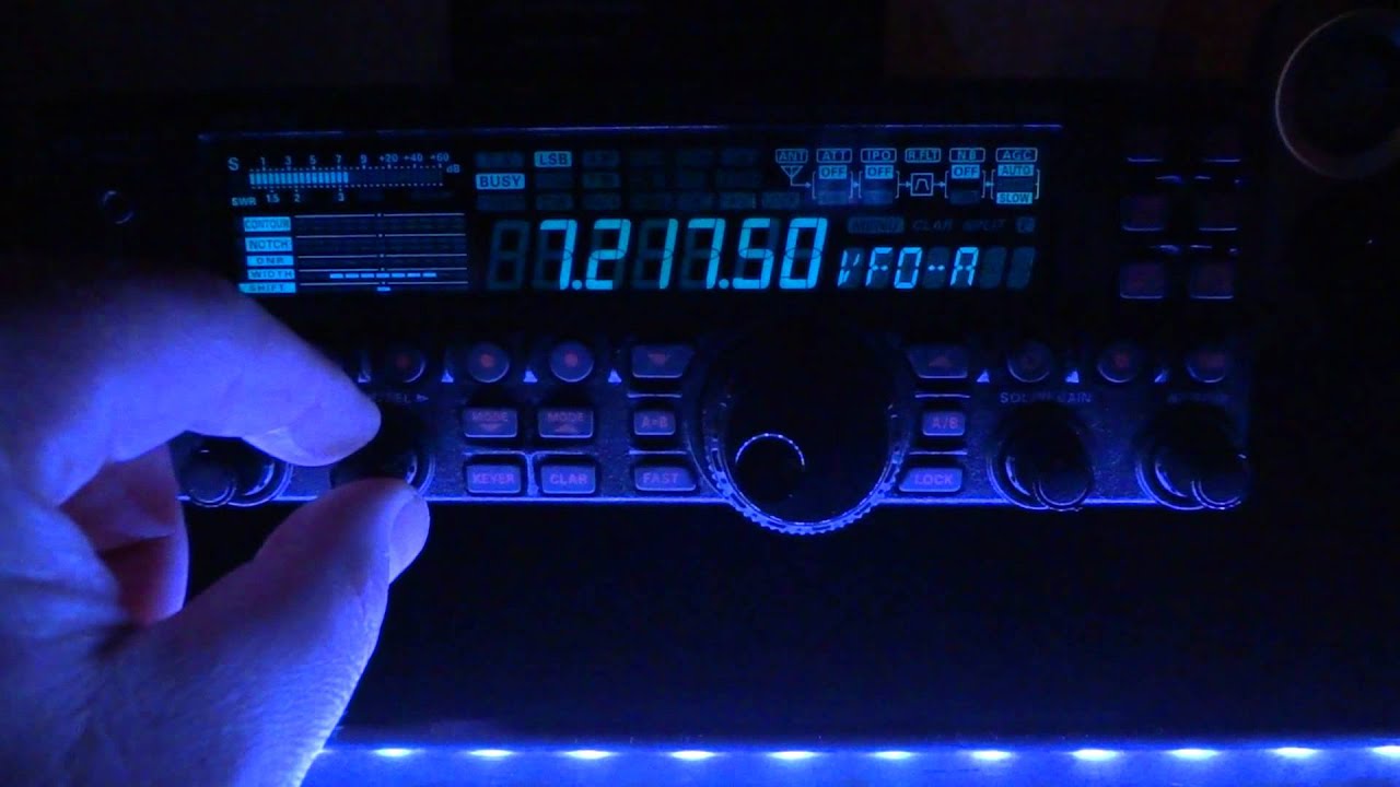 Yaesu FT-450AT HF+ 6 Meter Radio W/Led Lighting. Shot with Sony WX9 HD ...