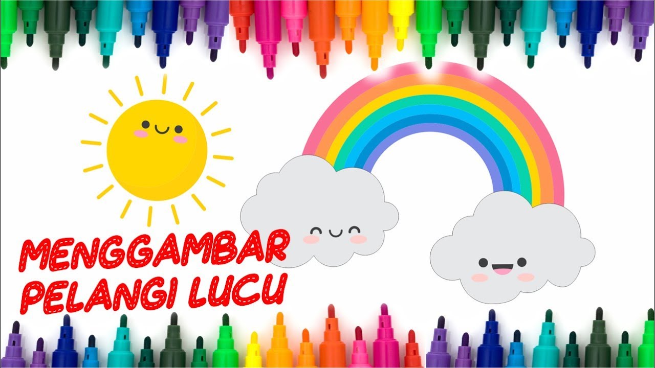 Menggambar Pelangi ( How To Draw a Rainbow and Clouds Easy ) - YouTube