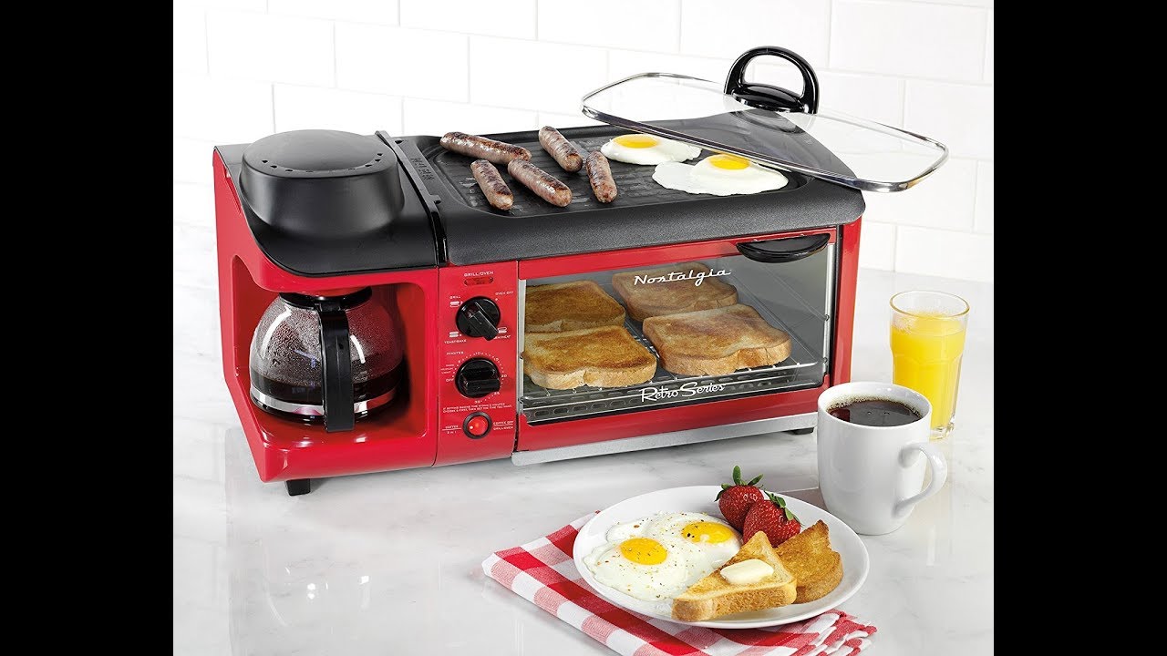 Nostalgia BSET300RETRORED Retro Series 3 in 1 Family Size Breakfast ...