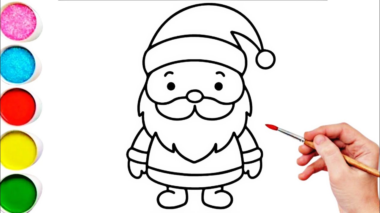 Cute Santa Claus Drawing, Painting & Coloring For Kids and Toddlers ...