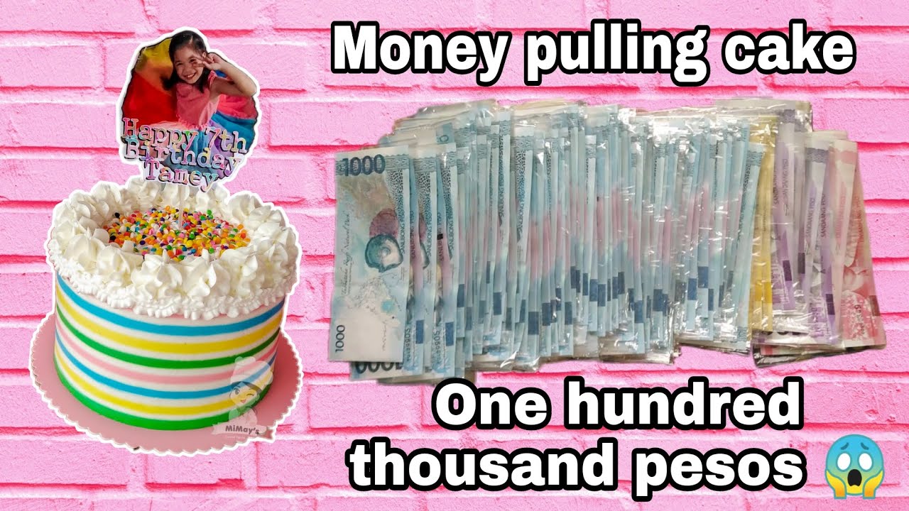 Money pulling cake, more than 100k inside - YouTube