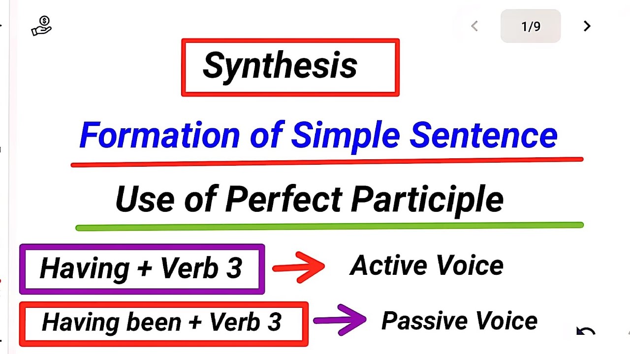 Synthesis-Use of Perfect participle, Formation of Simple Sentence - YouTube
