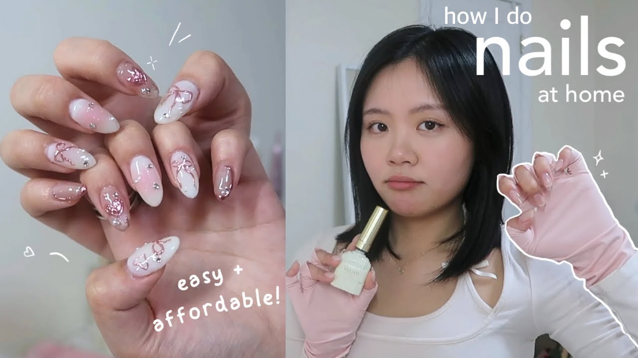 how I do my nails at HOME₊˚⊹♡ realistic + easy nail tutorial - YouTube