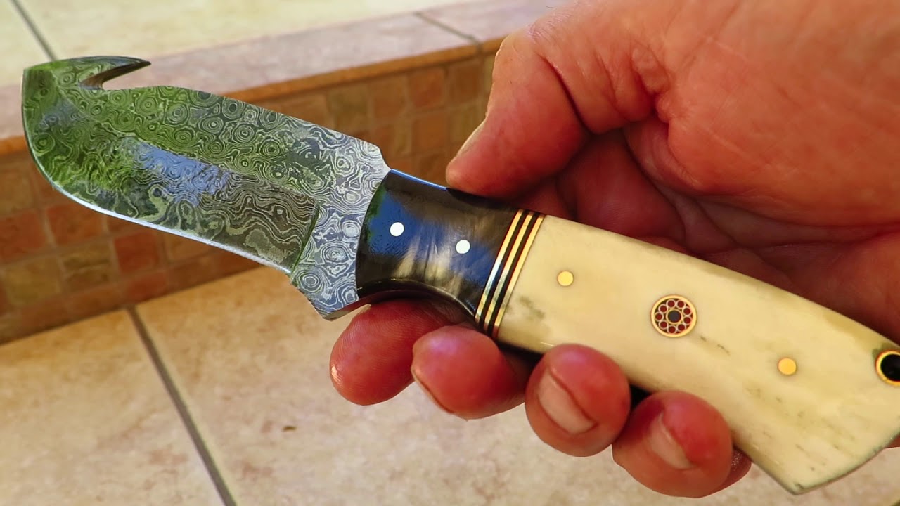 DKC-965-DS Rapula Gut Hook Damascus Steel Knive DKC Knives - YouTube
