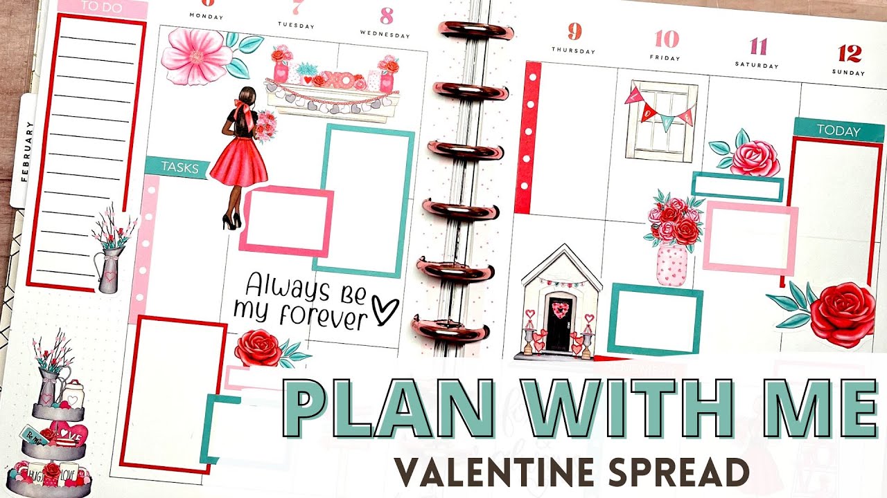 PLAN WITH ME - CLASSIC VERTICAL HAPPY PLANNER - VALENTINE SPREAD LIVE ...