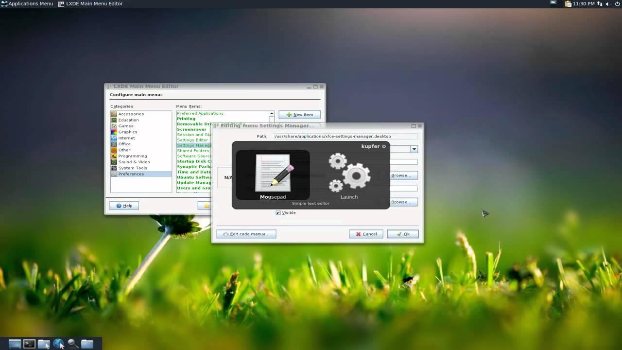 Lxmed - LXDE Main Menu Editor - Xubuntu 10.10 - YouTube