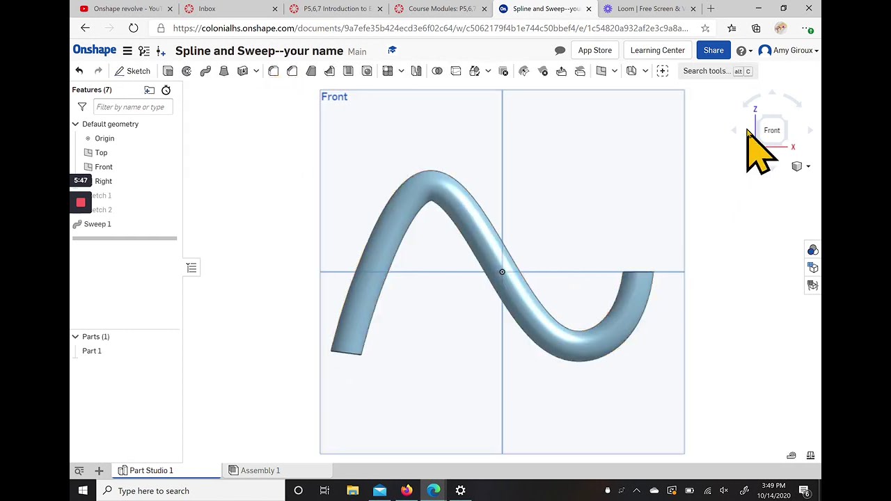 Onshape Spline and Sweep - YouTube