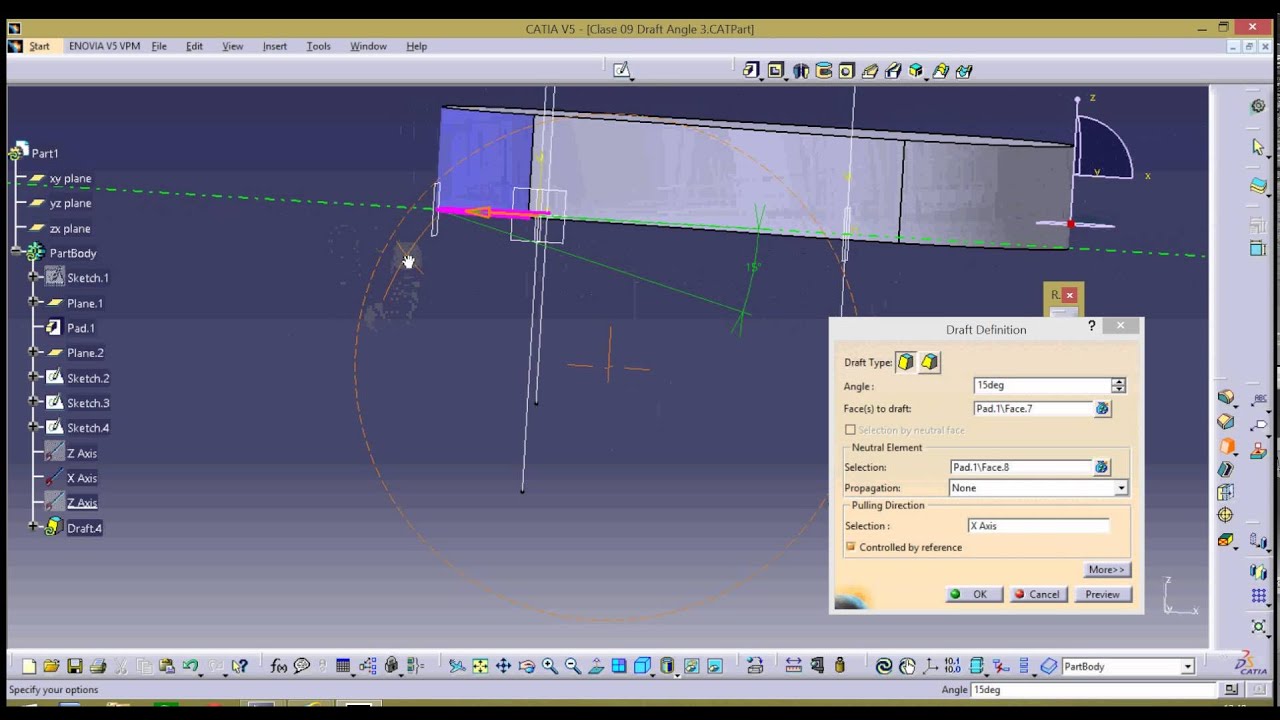 Curso Catia Clase 9 Parte 1 Draft Angle Plano Referencia como Neutral ...
