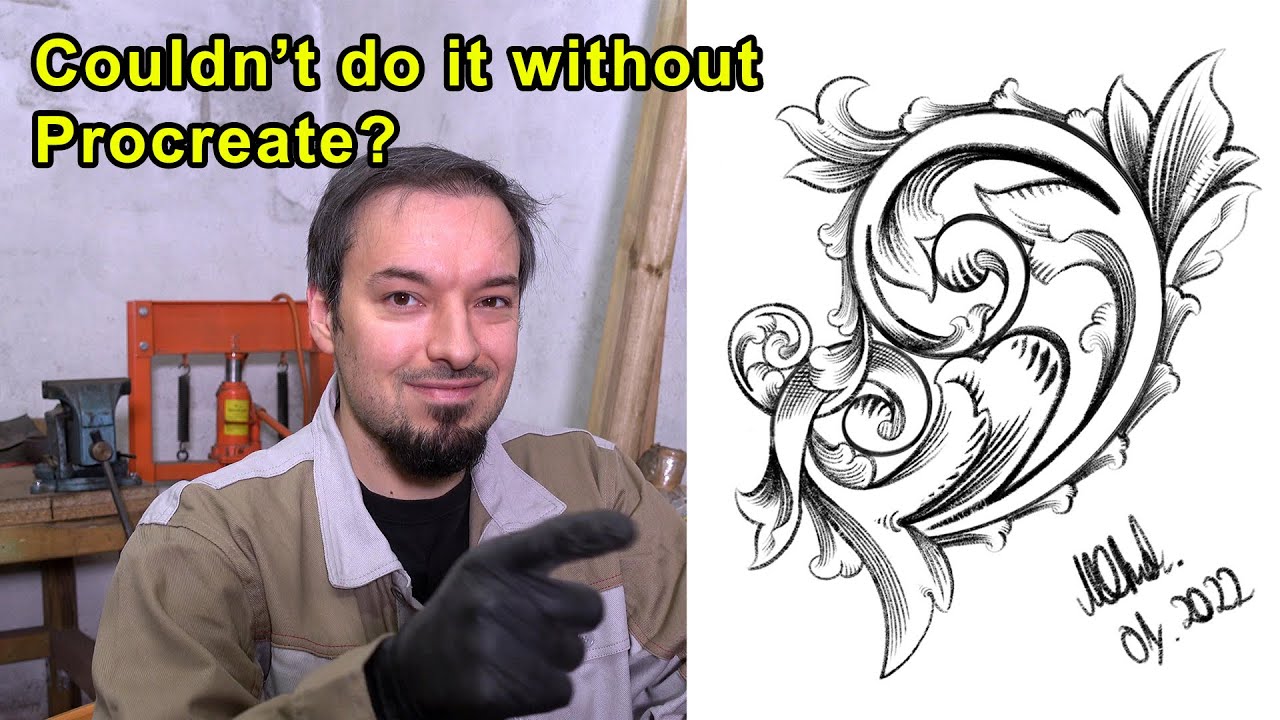 First scrollwork drawing made in Procreate - YouTube