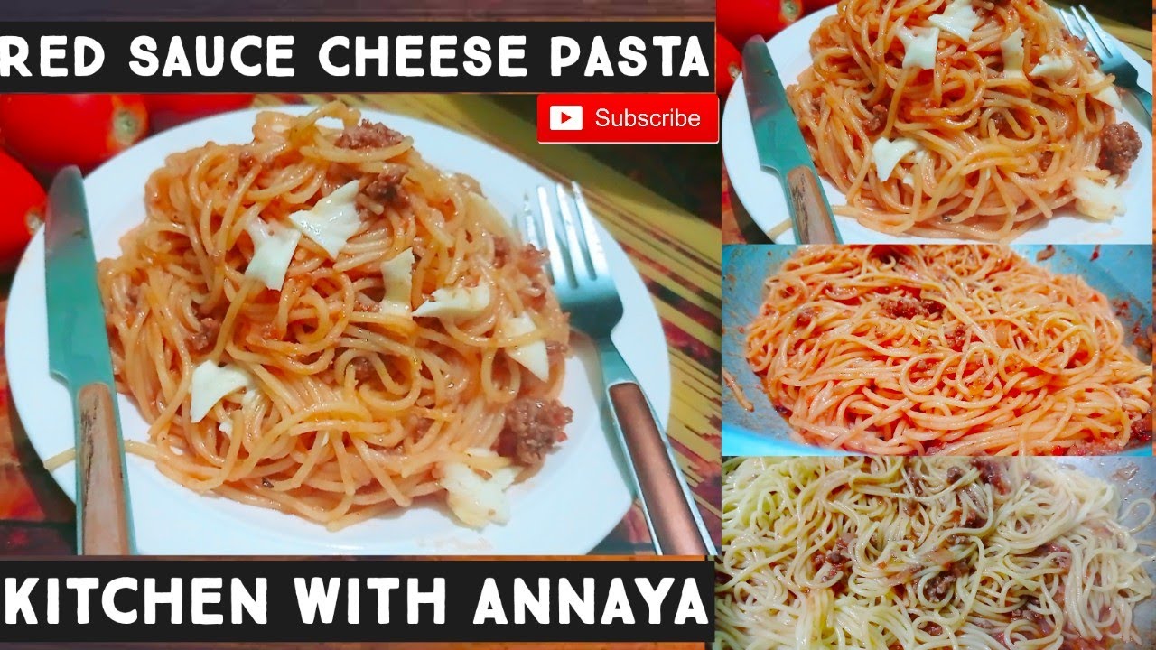 Cheesy Red Sauce Pasta(spaghetti) | Kitchen with Annaya - YouTube