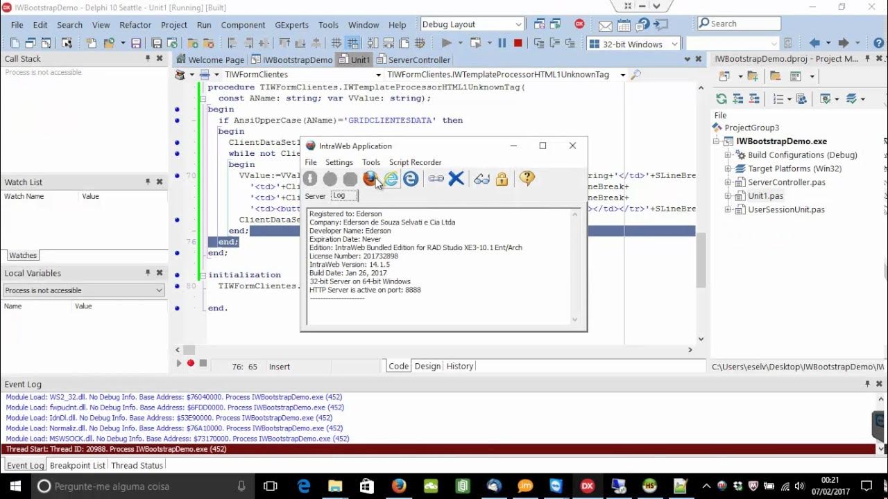 Delphi + Intraweb + Bootstrap parte III - YouTube