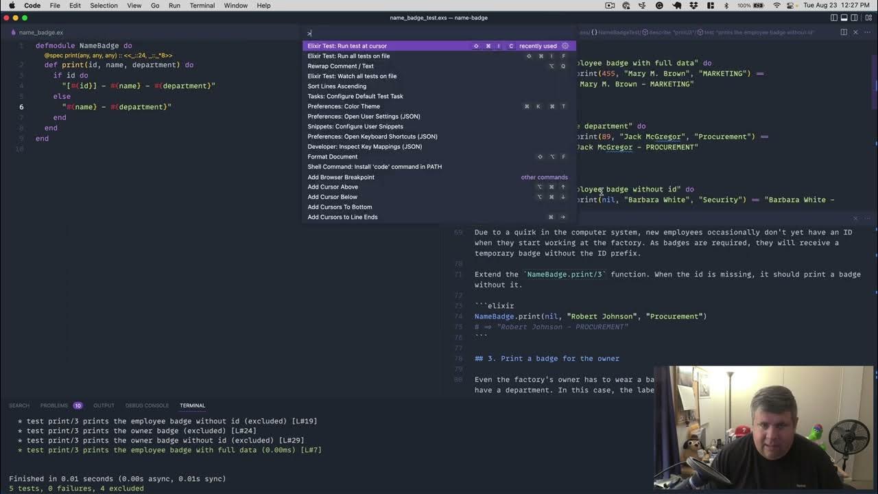 Exercism Elixir Track: Name Badge (If and Nil) - YouTube