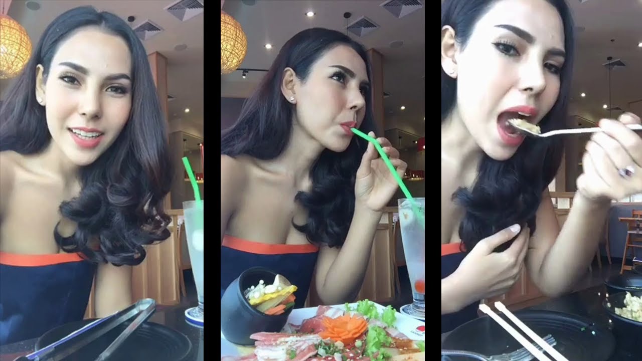 Gorgeous Thai transgender woman having her meal at restaurant - YouTube