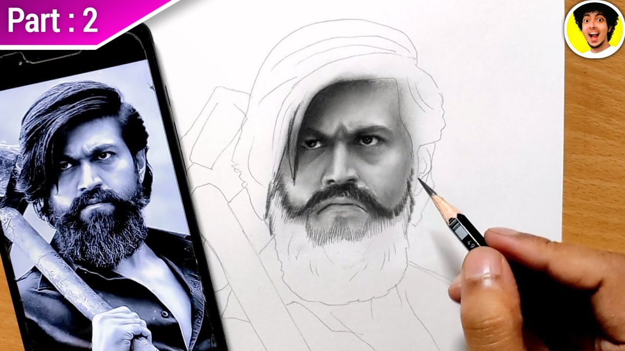 KGF Drawing Tutorial Part 1 || KGF Drawing || How to Draw KGF || KGF ...