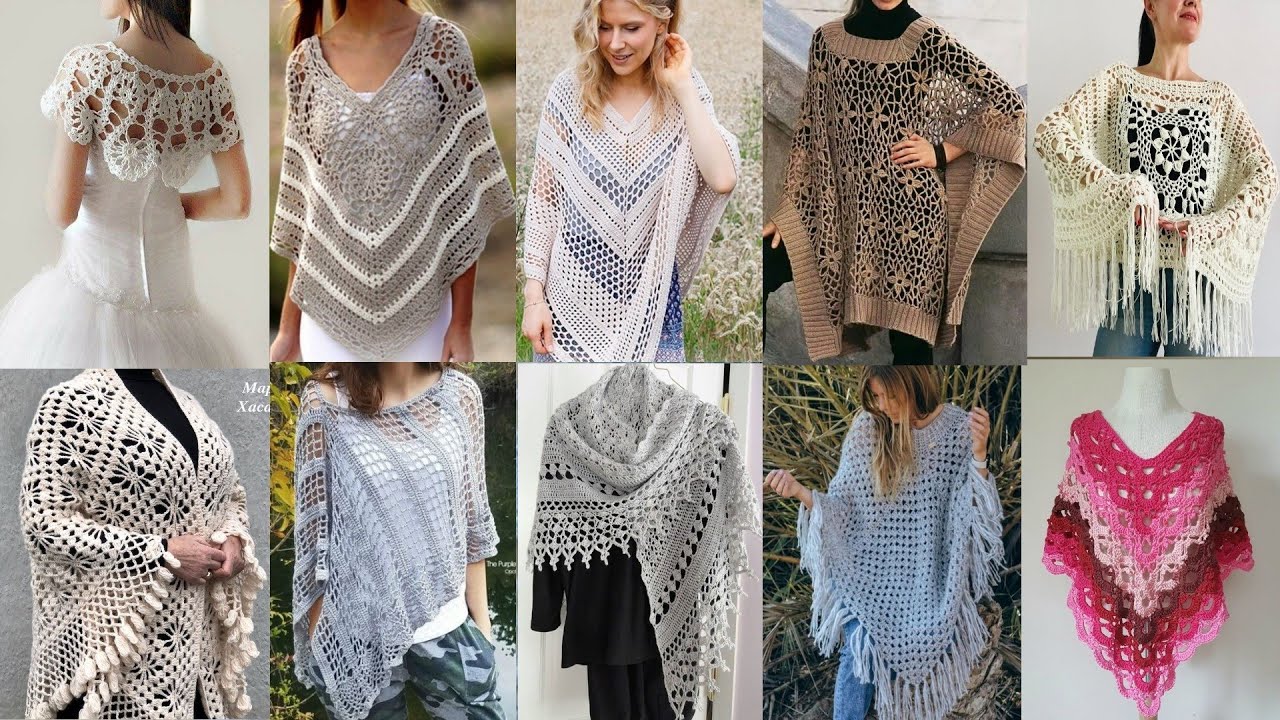 Crochet Lacy 🧶 poncho ideas| Crochet poncho to wear spring 🌼🌱| Hand ...