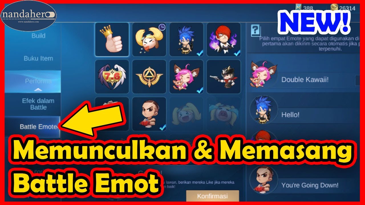 Cara Memasang Battle Emote di Mobile Legends | Memunculkan Settingan ...