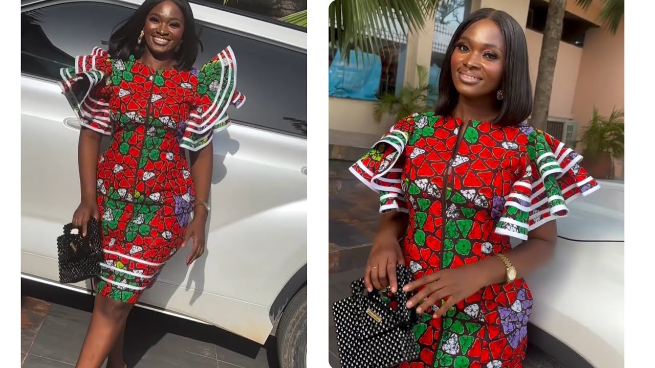 How to cut and sew ankara short gown with a front zipper /layered ...