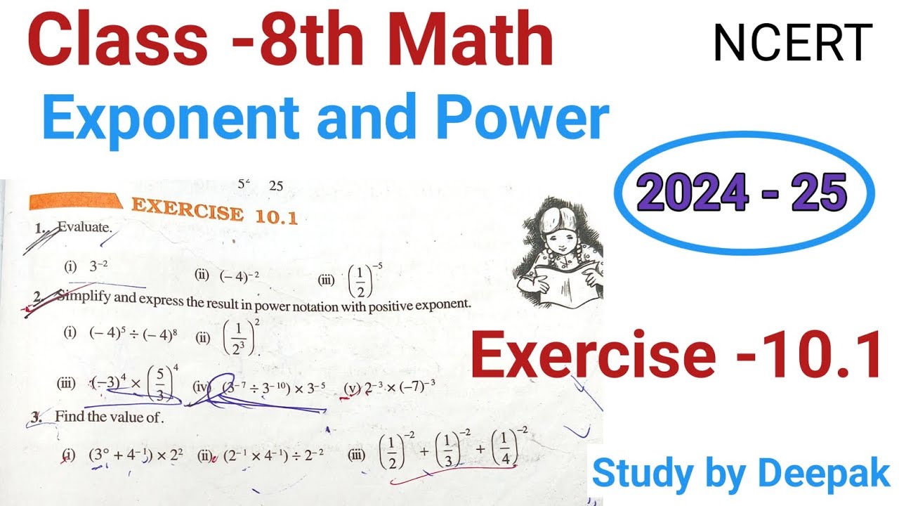 Class -8th Maths | Exponents and Powers | Chapter -10 | Exercise-10.1 ...