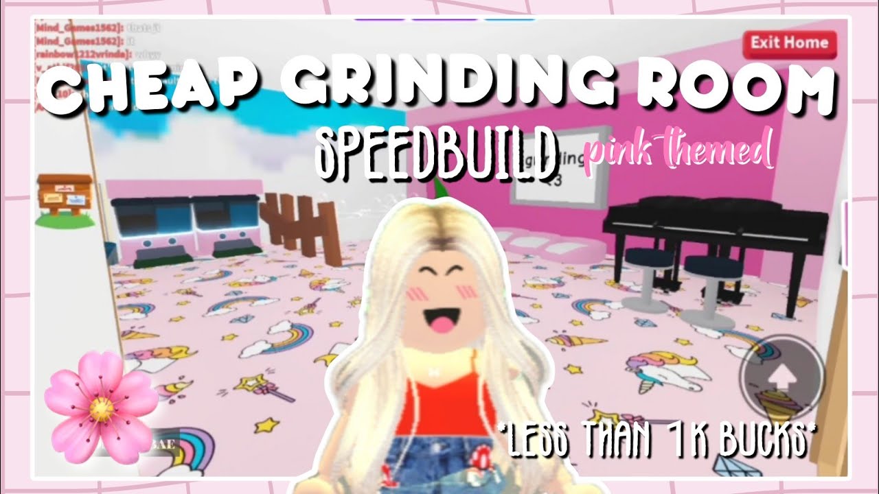 Pink themed aesthetic grinding room speed build 🌸🌷🌺 - YouTube