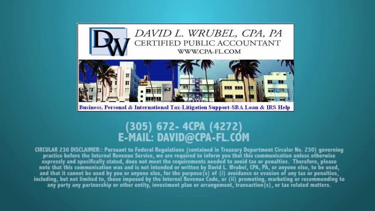 CPA FIRM OF DAVID L WRUBEL, CPA, PA - WE LOVE TAX TIME - WITH US, YOU ...