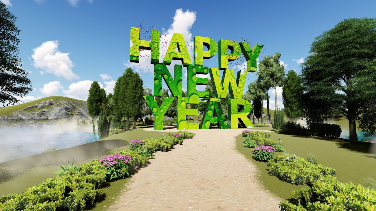 happy new year status video free, 3d nature scene, water and trees 3d ...